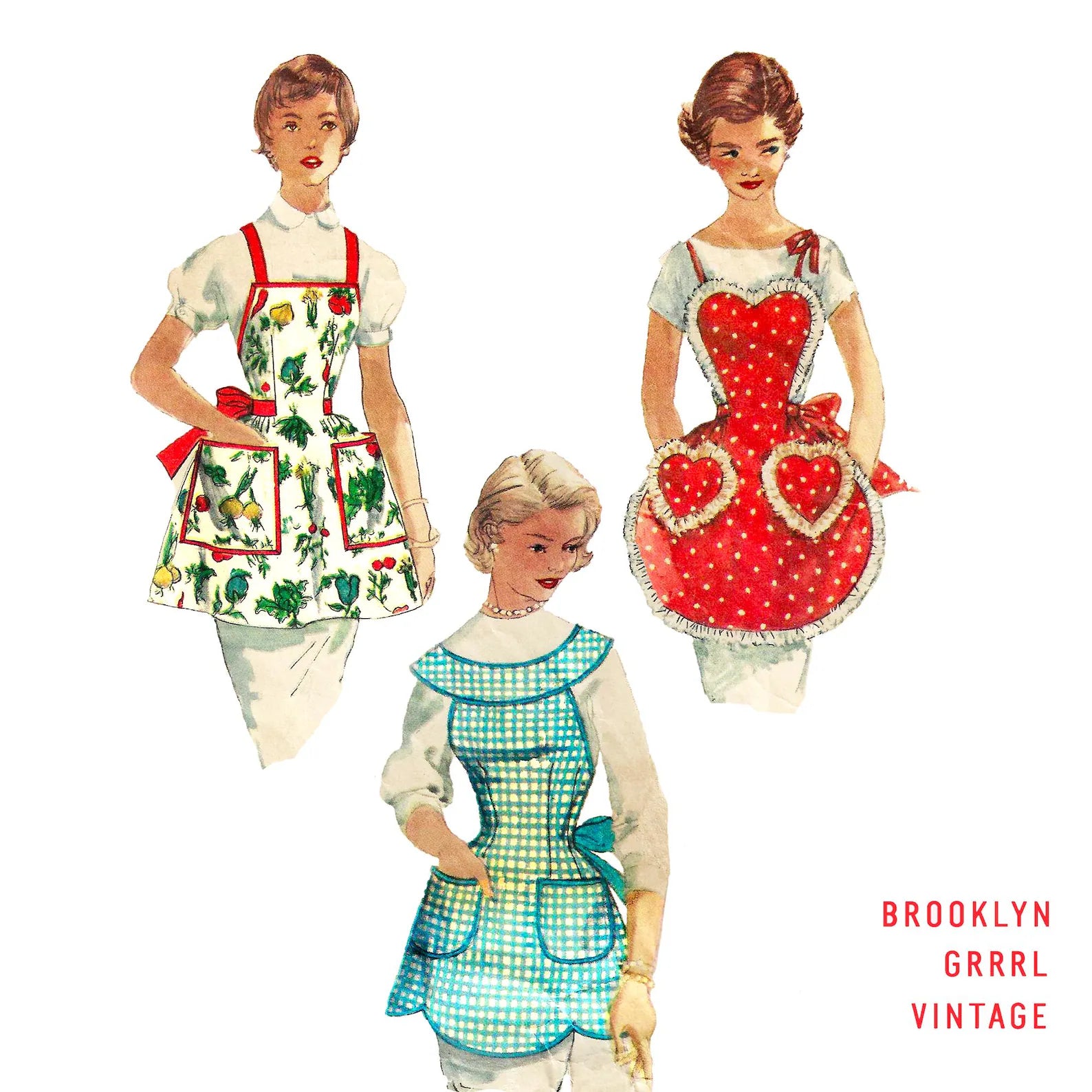 1950s The Pin-Up Pantry Apron Trio (Paper Pattern) – Brooklyn Grrrl ...